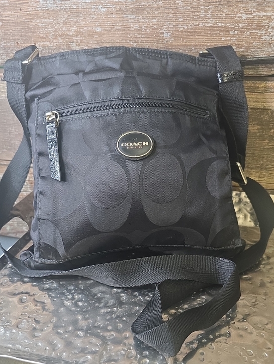 Coach | Bags | Coach Black Getaway Signature Nylon File Crossbody Bag ...